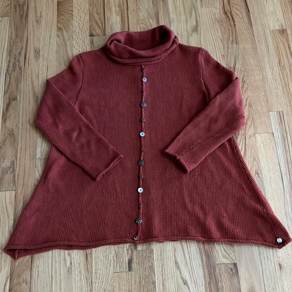 Pure Handknit | Sweaters | Pure Handknit Cowl Neck Burnt Orange Flare ...